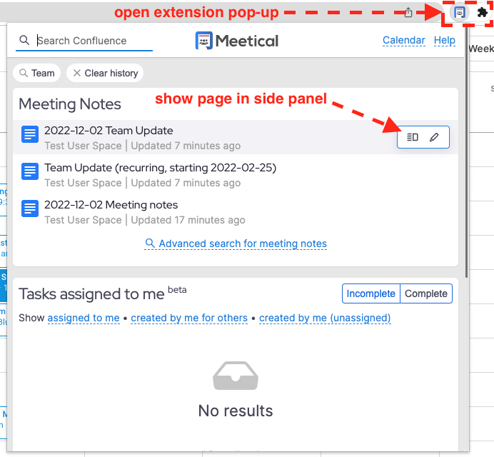 Using the side panel to view and edit Confluence pages in your browser